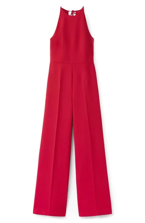 Mango Open Back Halter Neck Jumpsuit - Red