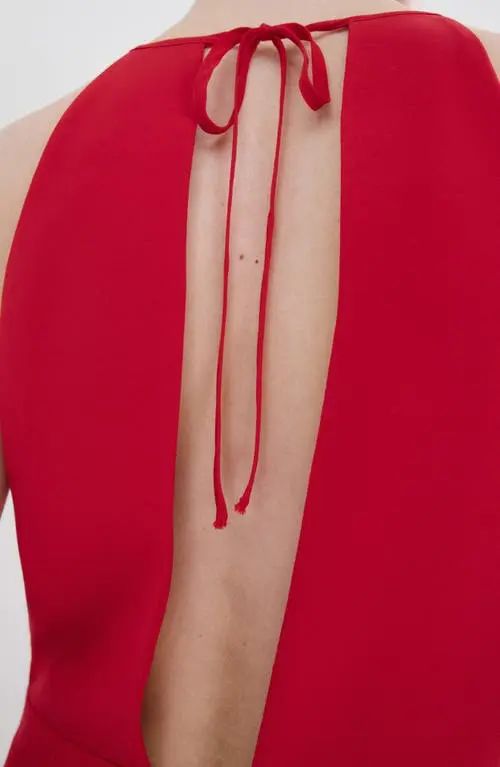 Mango Open Back Halter Neck Jumpsuit - Red