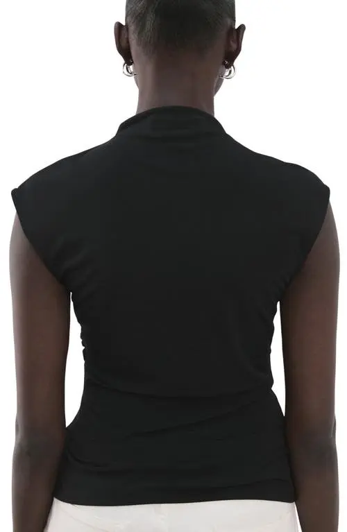 Mango Shirred Faux Wrap Top