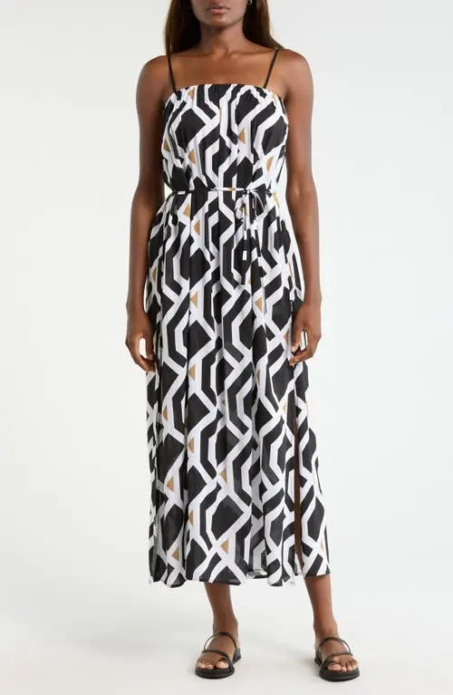 SEA LEVEL Tie Back Cover-up Dress - Black Print