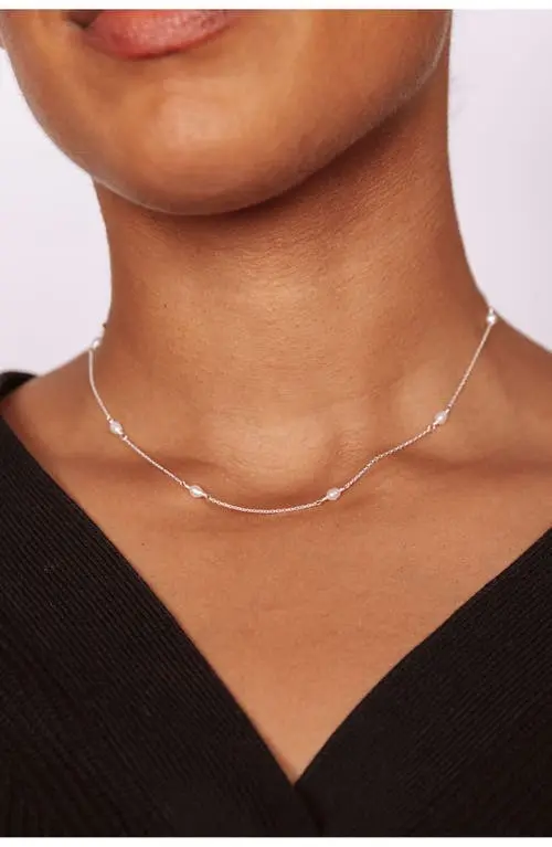 SET & STONES Madeline Freshwater Pearl Station Necklace - Silver