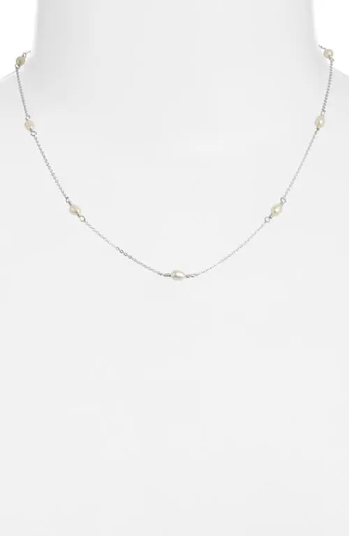 SET & STONES Madeline Freshwater Pearl Station Necklace - Silver