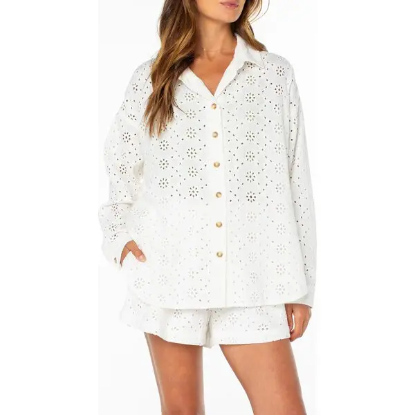 Roxy Eyelet Embroidered Button-up Shirt