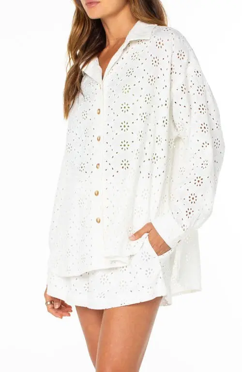 Roxy Eyelet Embroidered Button-up Shirt