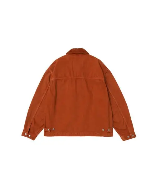 VOWELS Cord Collared Zip-up Denim Jacket - Persimmon