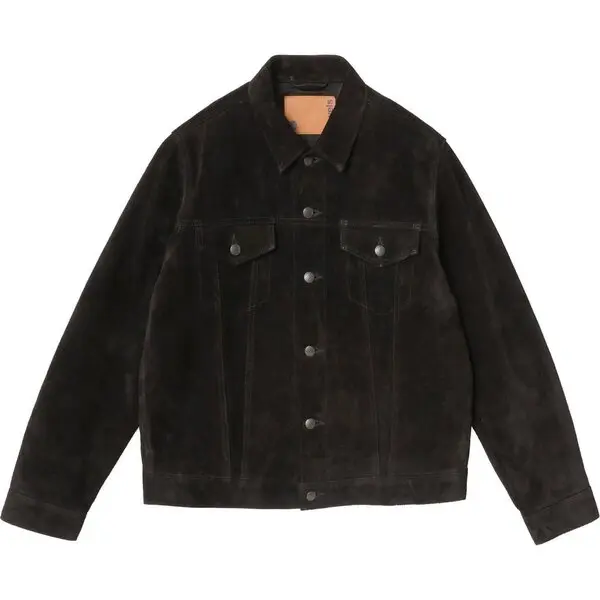 VOWELS Suede Trucker Jacket - Black