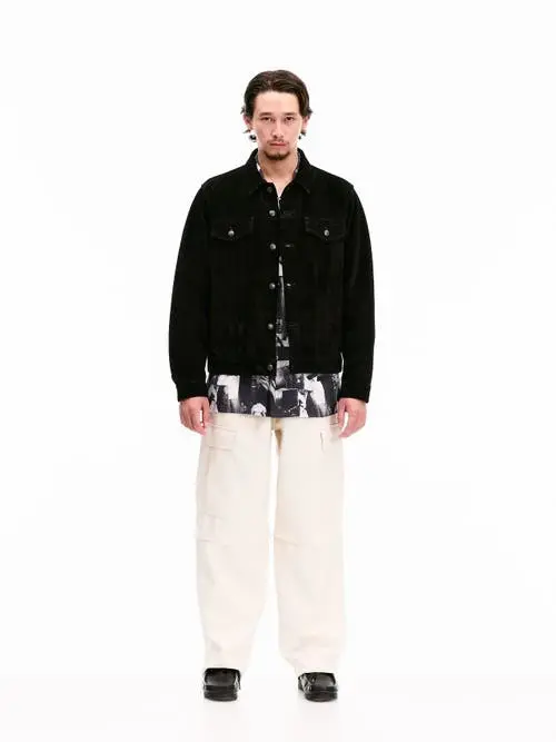 VOWELS Suede Trucker Jacket - Black