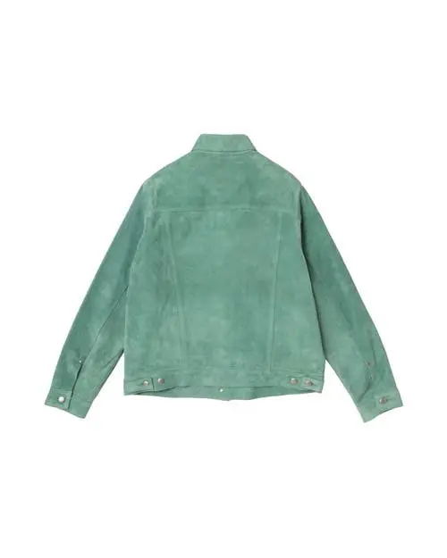 VOWELS Suede Trucker Jacket - Damp Green