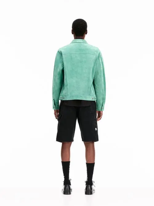 VOWELS Suede Trucker Jacket - Damp Green