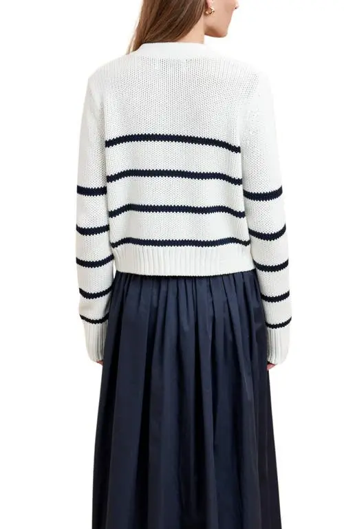LA LIGNE Mini Marina Cotton Cardigan - Cream/navy