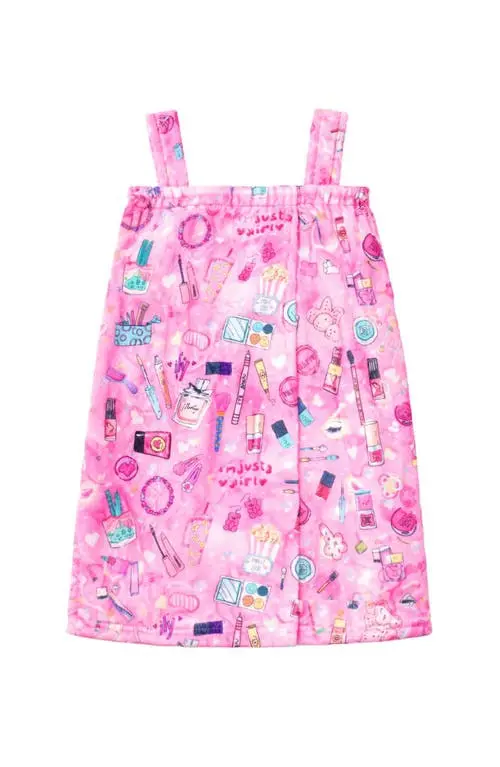 PREPPY GOOSE Plush Bow Print Spa Wrap - Fuschia