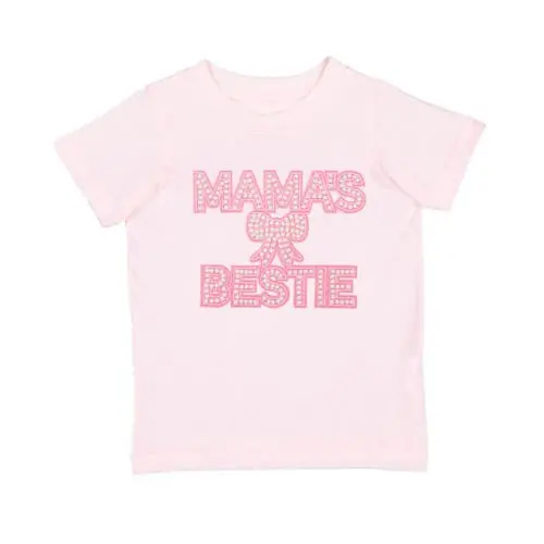 SWEET WINK Mama's Bestie Pearl Patch Short Sleeve T-shirt - Ballet Pink