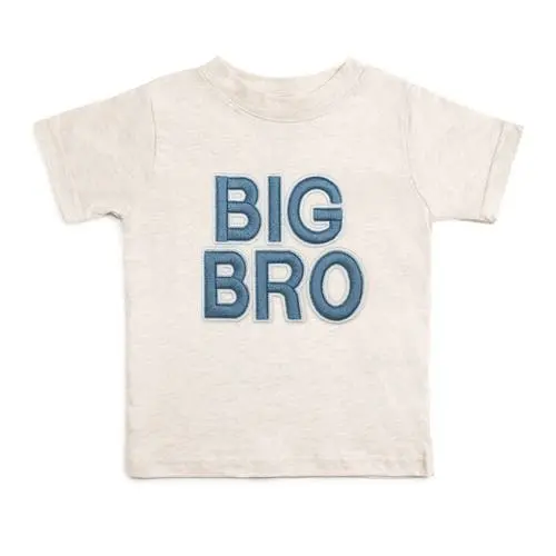 SWEET WINK Big Bro Embroidered Patch Short Sleeve T-shirt - Natural Heather