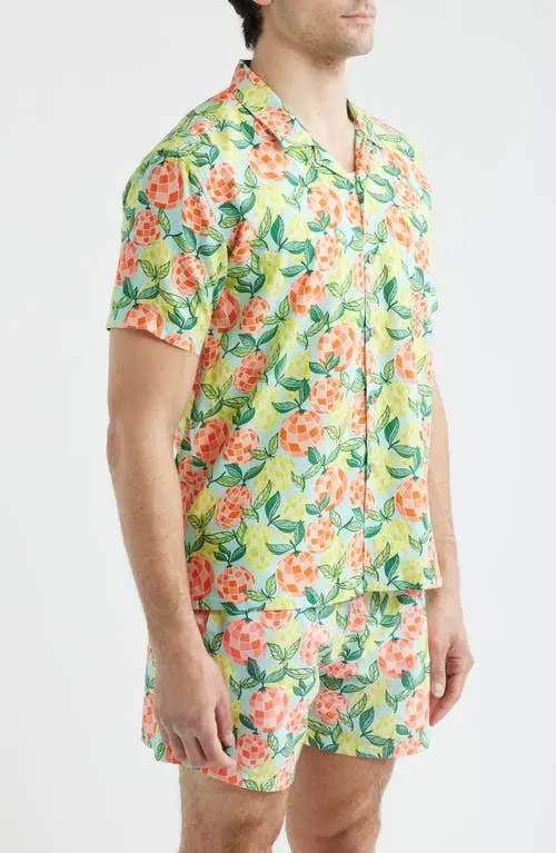 BOARDIES Citrus Disco Print Camp Shirt - Green Multi