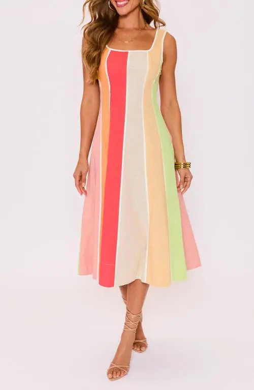 VICI Cotton & Linen Stripe Midi Dress
