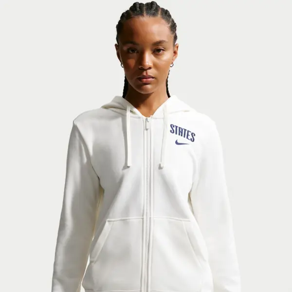 Nike Usmnt Club Fleece Soccer Full-zip Hoodie - White
