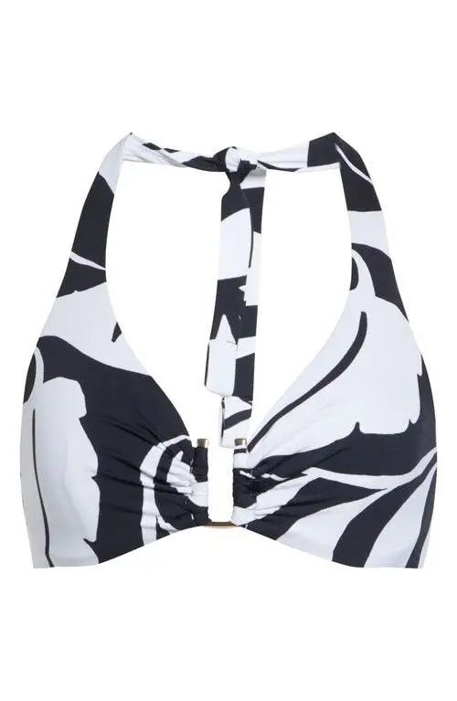 Max Mara Avena Print Halter Bikini Top - White