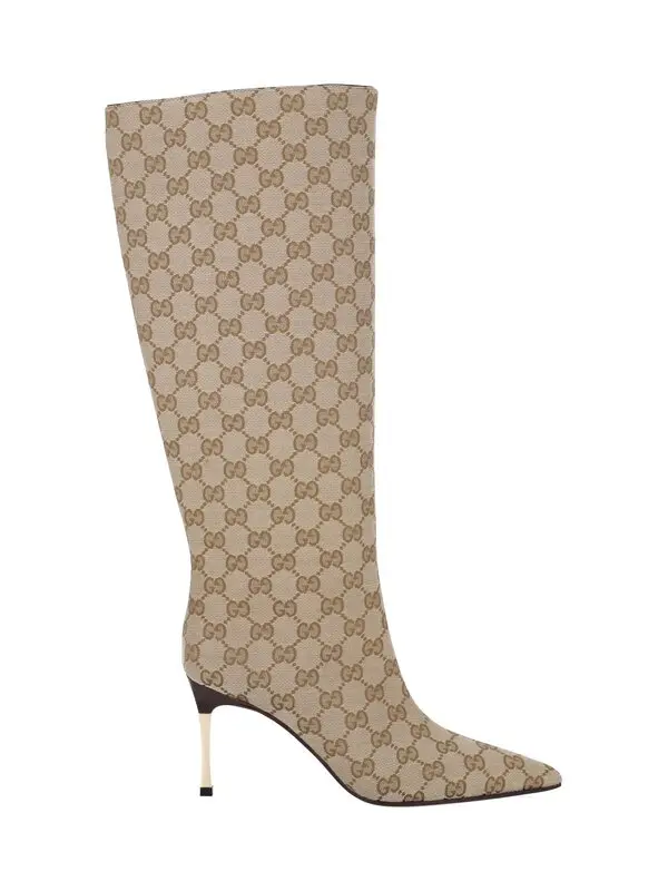 Gucci Gg Supreme Fabric Boots - Beige