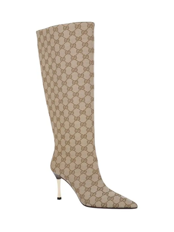 Gucci Gg Supreme Fabric Boots - Beige