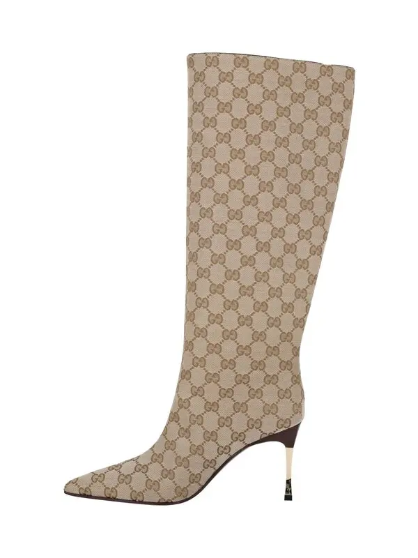 Gucci Gg Supreme Fabric Boots - Beige