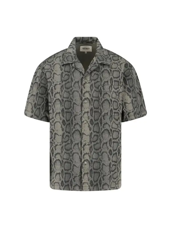 Carhartt Work In Progress Shirt Buttons "snake Camo - Green
