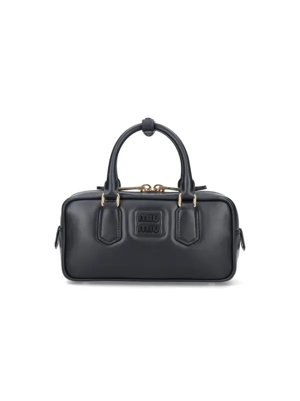 Miu Miu Arcadie Lambskin Handbag - Black