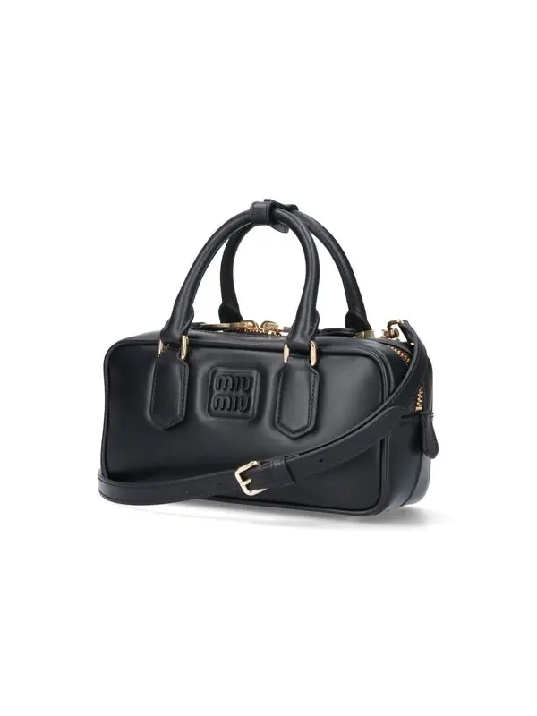 Miu Miu Arcadie Lambskin Handbag - Black