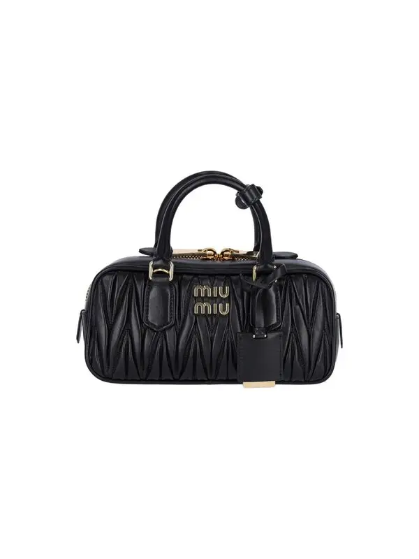Miu Miu Arcadie Lambskin Handbag - Black
