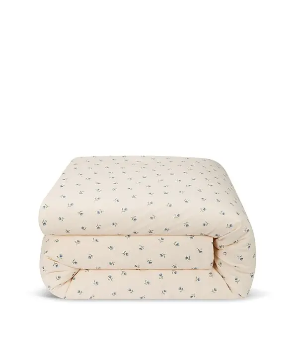 PIGLET IN BED Posy Bud Linen Blend Duvet Cover, Queen - Dusk Blue