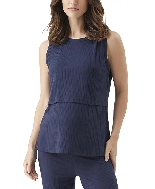 RIPE MATERNITY Rib Nursing Tank - Navy