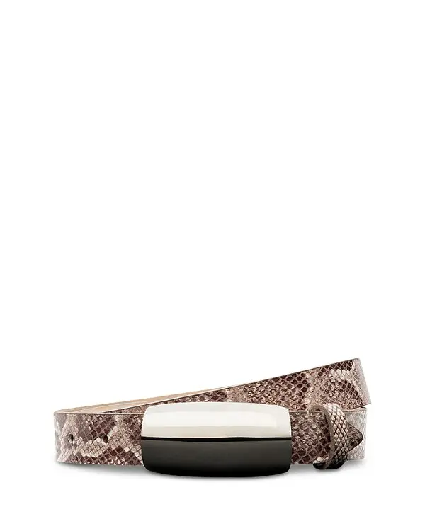 L'Agence Marlowe Snake-embossed Leather Belt - Blush Snake