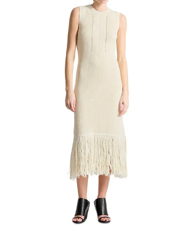 SAINT ART Jovie Fringe Knit Dress - Ivory