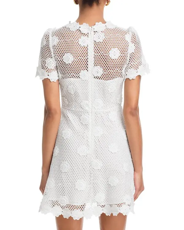 Aqua Embroidered Mesh Mini Dress