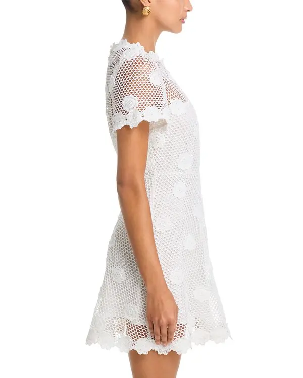 Aqua Embroidered Mesh Mini Dress