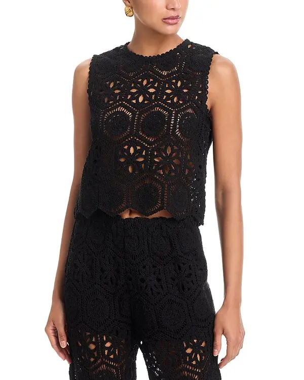 Aqua Crochet Tank Top - Black