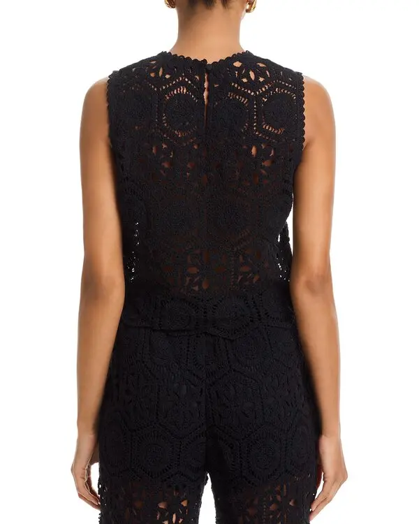 Aqua Crochet Tank Top - Black