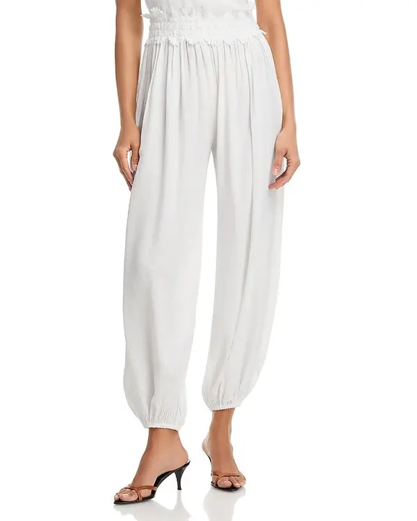 Aqua Crochet Waist Balloon Pants - White