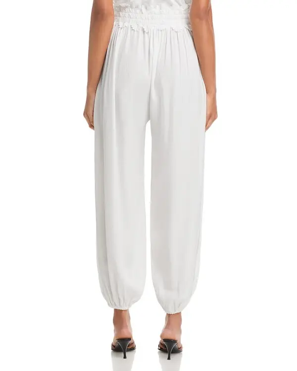 Aqua Crochet Waist Balloon Pants - White