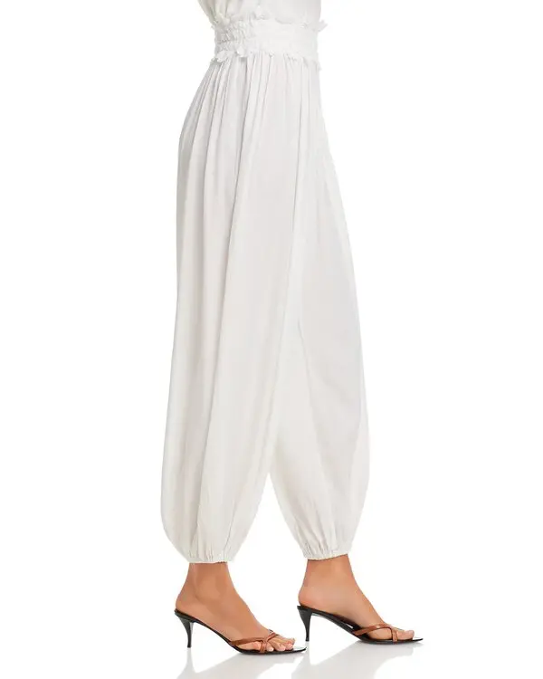 Aqua Crochet Waist Balloon Pants - White
