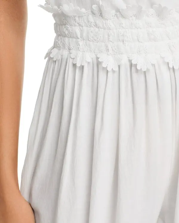 Aqua Crochet Waist Balloon Pants - White