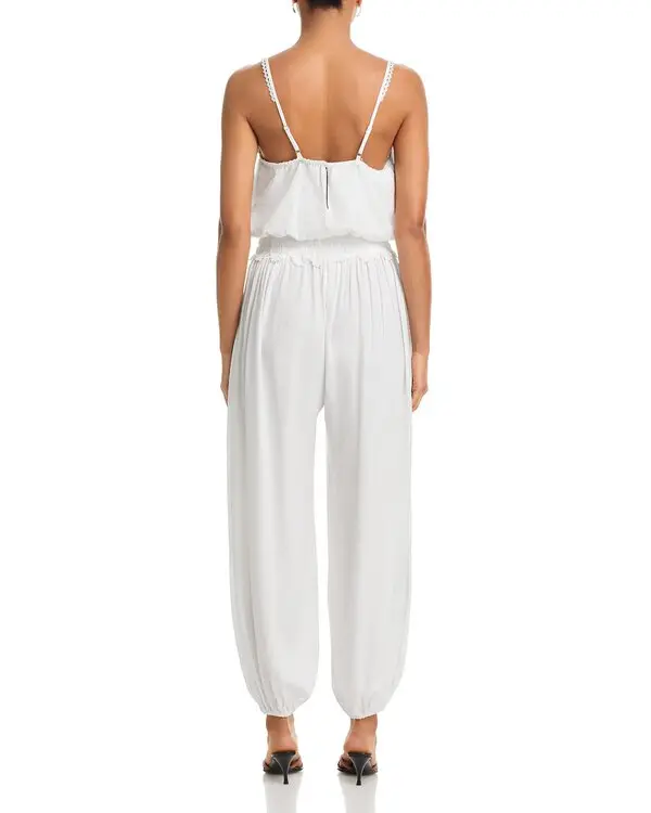 Aqua Crochet Waist Balloon Pants - White
