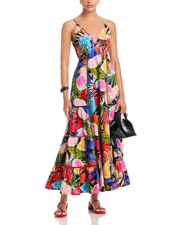 Aqua Floral Ric Rac Maxi Dress