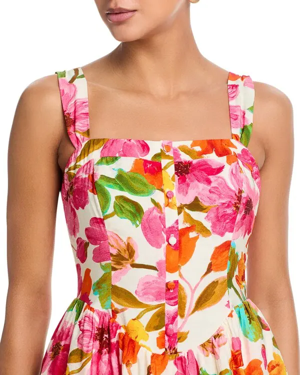Aqua Floral Drop Waist Mini Dress