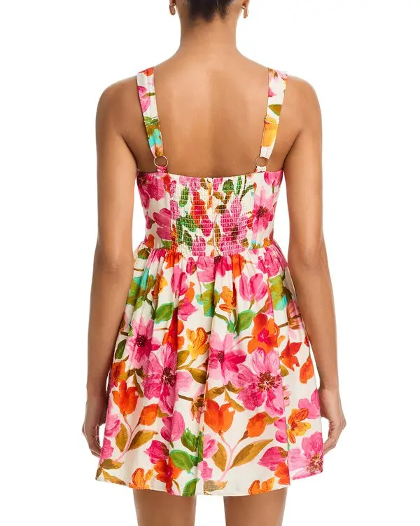 Aqua Floral Drop Waist Mini Dress