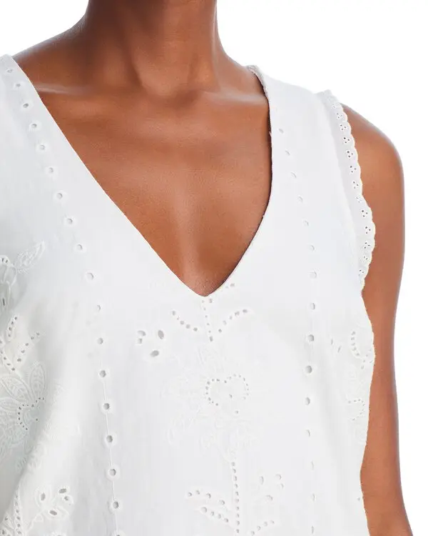 Aqua Eyelet V-neck Flounce Mini Dress