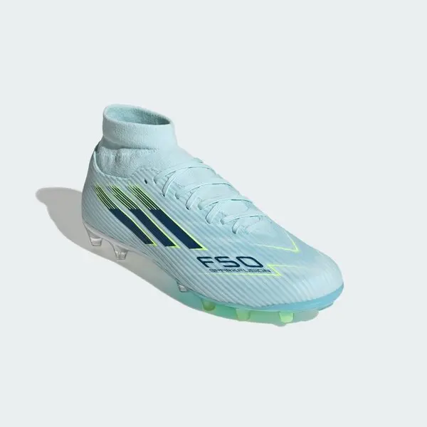 Adidas F50 Sparkfusion League Mid Cut Soccer Cleats - Almost Blue / Dusky Petrol / Hi-res Yellow