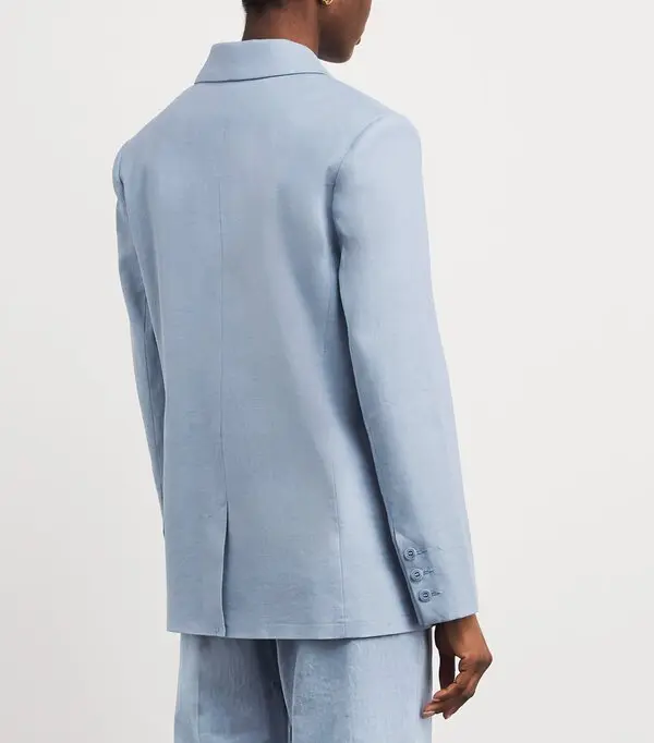Claudie Pierlot Linen-cotton Straight Blazer - Blue