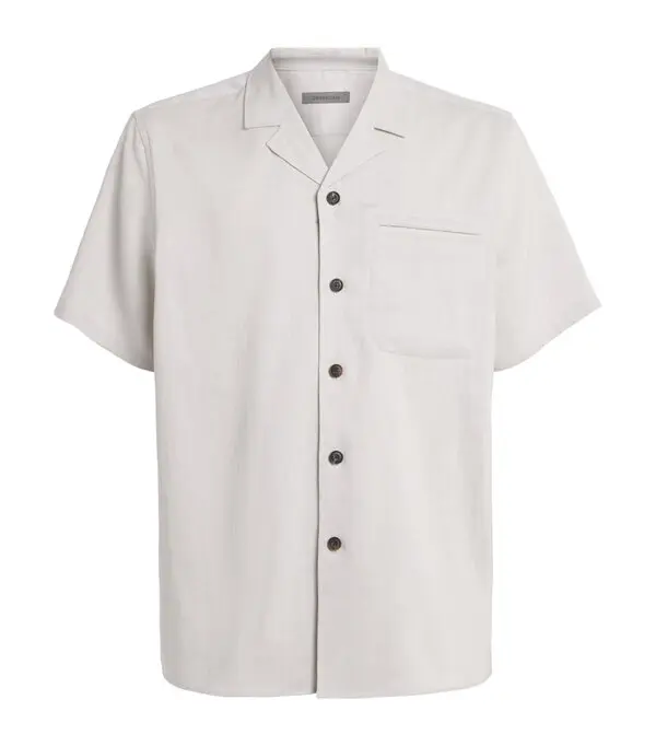 Corneliani Linen-wool Short-sleeve Shirt