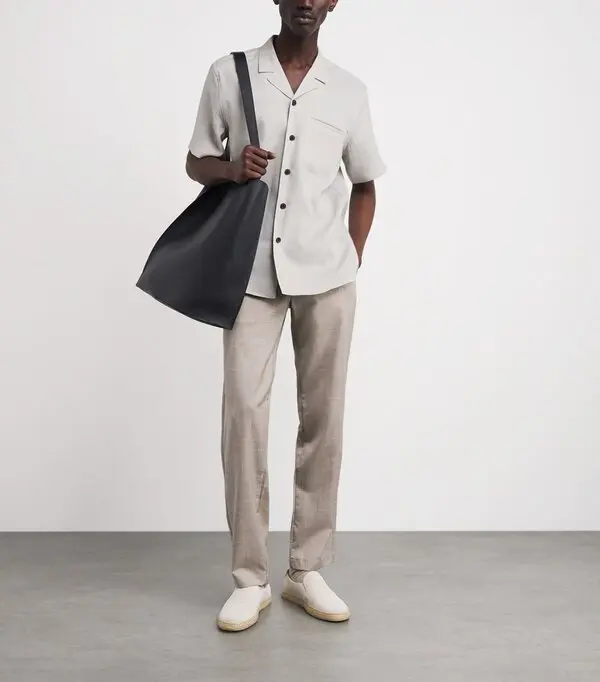 Corneliani Linen-wool Short-sleeve Shirt