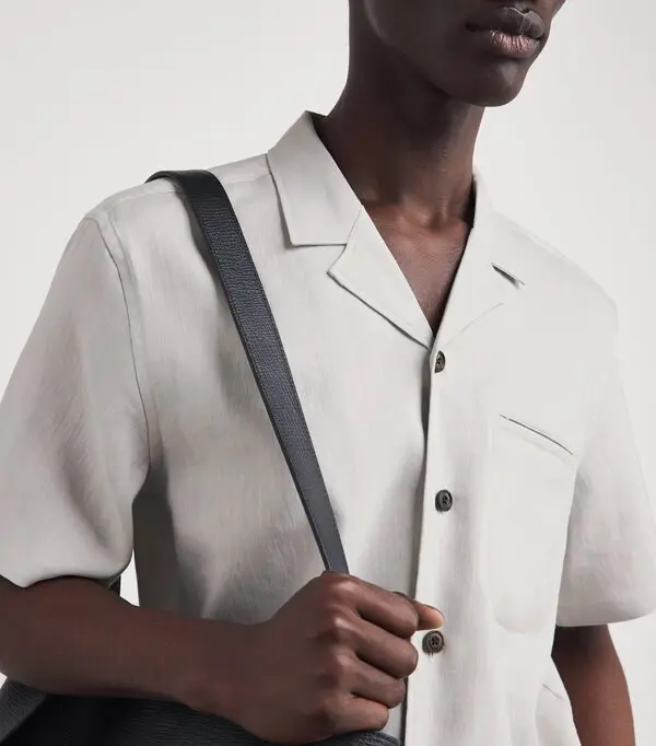 Corneliani Linen-wool Short-sleeve Shirt